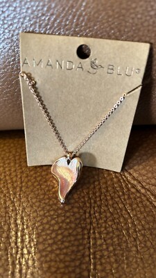 Amanda Blu Heart Blush Rosegold Enameled Necklace NIP | eBay