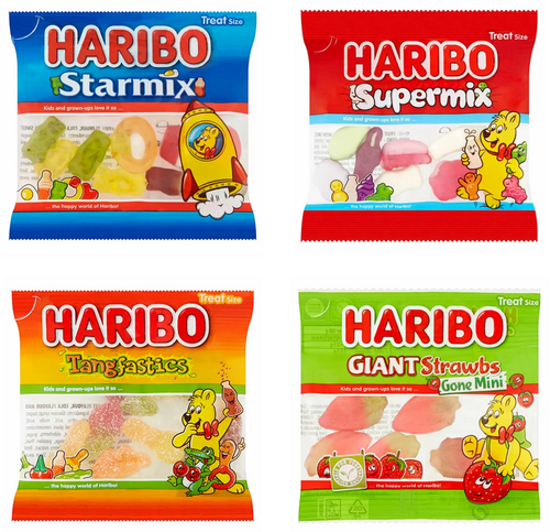 HARIBO 16g Mini Packs Sweets Bags Starmix Tangfastics Box 20 30 50 60 ...