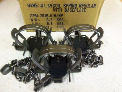 3 Bridger #1.65 Coil Spring Traps Fox Raccoon Bobcat Trapping | eBay