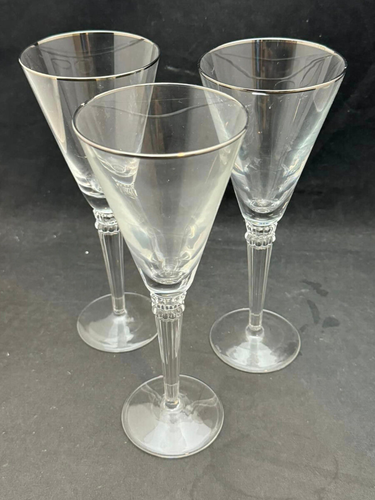 Lenox Hancock Wine Glasses (set of 3) - Clear Glass with platinum rim ...