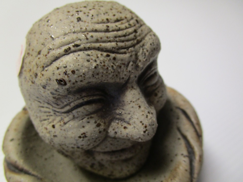 Brown VTG 90s NOS Creepy Face MORTAR PESTLE set head pottery freaky ...