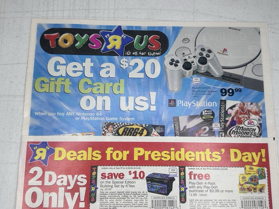 2000 Toys R Us Presidents Day Video Game Flyer N64 PlayStation Pokemon ...