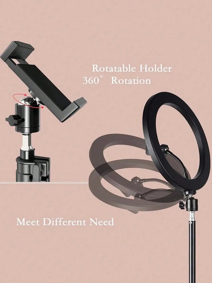 110Cm Tripod Stand +O-Clamp with 10-Inch Live Stream Ring Light, Selfie ...