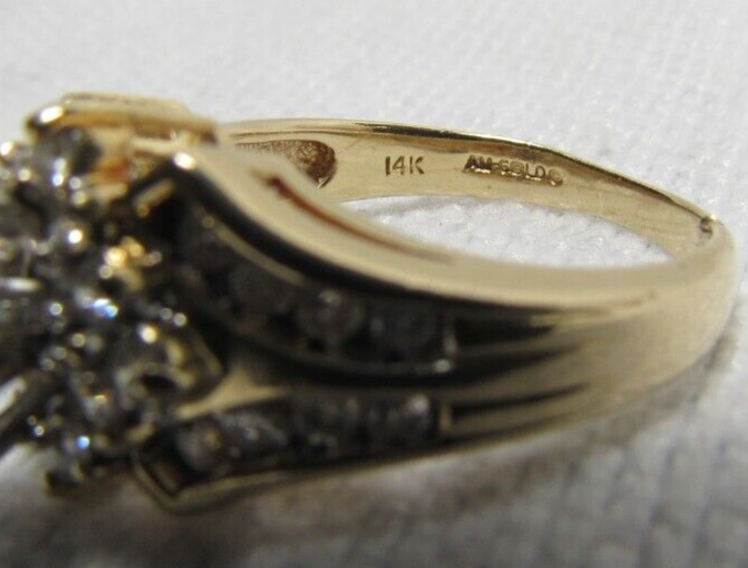 Am-Gold 14k Yellow Gold Trillion Diamond Sz 7.5 Engagement Ring 1.08ct ...