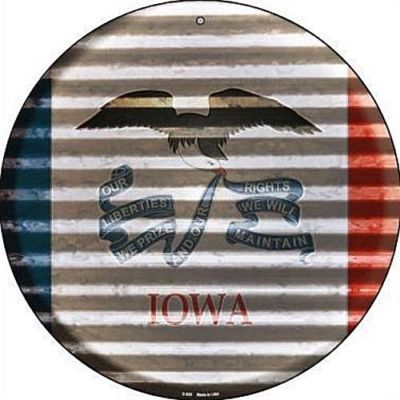 IA Iowa State Flag 12" Round Metal Sign US Patriotic Wall Decor ...
