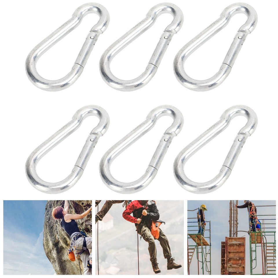 ^6PCS Spring Snap Hook 3.15in Carabiner Clips Galvanized Iron High ...