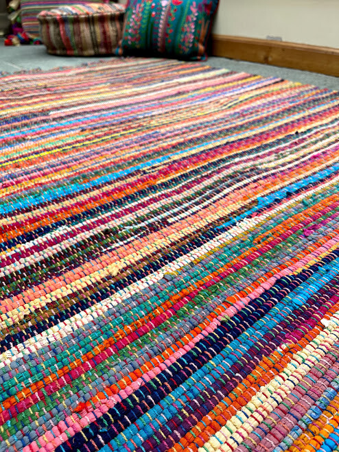 Rag Rug Festival Rugs Multicolour Rainbow Mat Cotton Hand Made ...