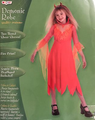 LITTLE RED DEVIL DEMONIC ROBE CHILD HALLOWEEN COSTUME GIRL'S SIZE SMALL ...