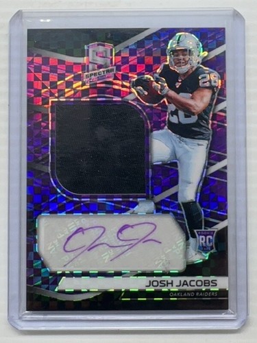 2019 Spectra Josh Jacobs Purple Neon Prizm Rookie Patch Auto Autograph ...