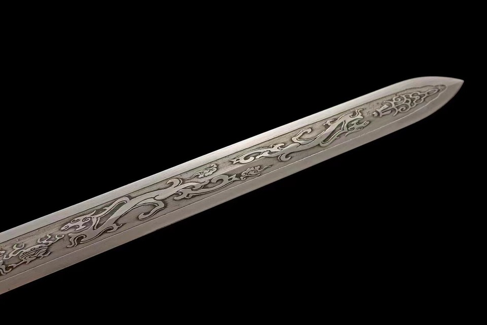 Dragon Chinese Sword Double Edge Han Dynasty Jian Carbon Steel Straight ...