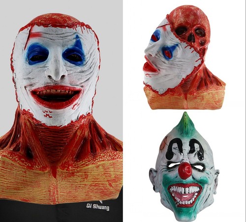 Masquerade Halloween Latex Creepy Clown Joker Mask Prank Party Cosplay ...