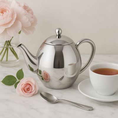 SABICHI DOUBLE WALL TEAPOT TEA POT STAINLESS STEEL BRAND NEW BOXED ...