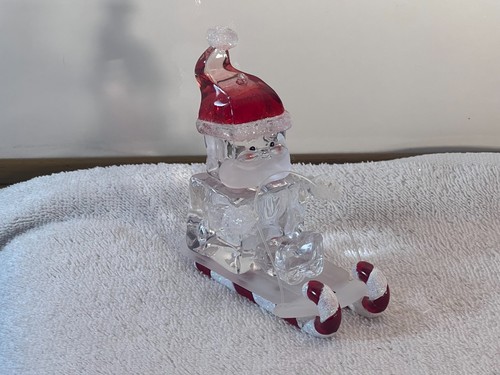 Christmas ornament RARE ice cube Santa in sled candy cane rails OH9874 ...