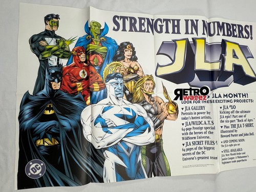 JLA 1997 POSTER SUPERMAN BLUE BATMAN AQUAMAN WILDCATS WILDSTORM DC ...