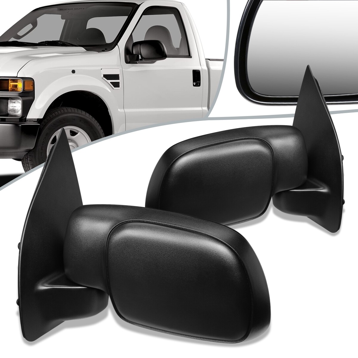 Fit 99-10 F250 F350 Super Duty Pair Manual Side Door Mirror FO1320209 ...