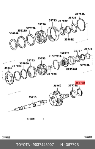 Genuine OE bearing, thrust needle roller, 9037443007 for TOYOTA 90374 ...