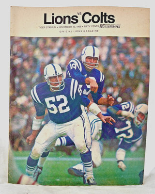 1968 Baltimore Colts at Detroit Lions Official NFL Football Program 11 ...