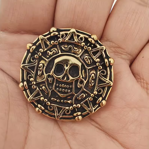 Pirates of The Caribbean Aztec Medallion Coin Skull Cosplay Pendant ...