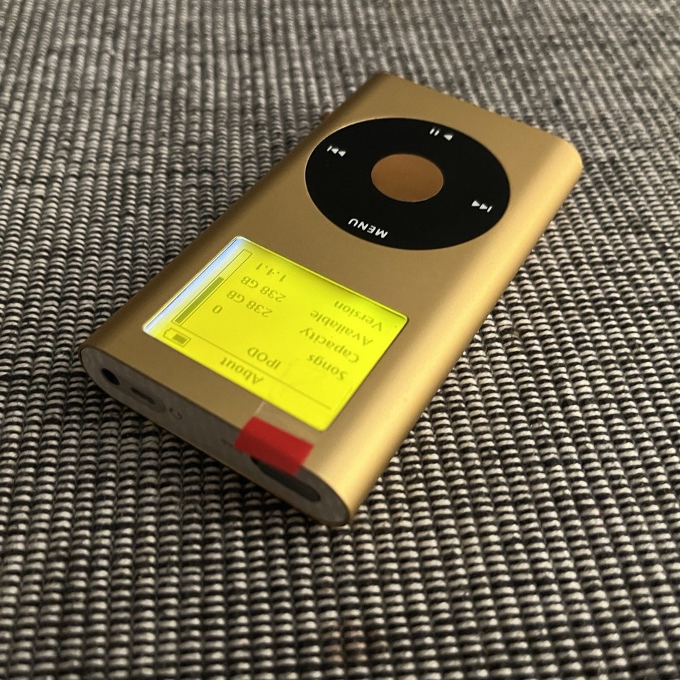 Apple iPod Mini 1st Gen 256GB Gold– Taptic Mod, 750 mAh, Amber LCD, Custom Build | eBay