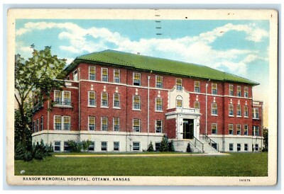 1938 Ransom Memorial Hospital Building Ottawa Kansas KS Posted Vintage ...