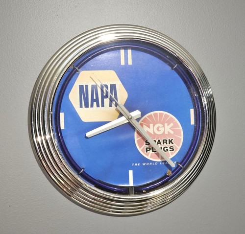 NAPA Auto Parts 15" Blue Neon Light Wall Clock * NO POWER CORD * | eBay