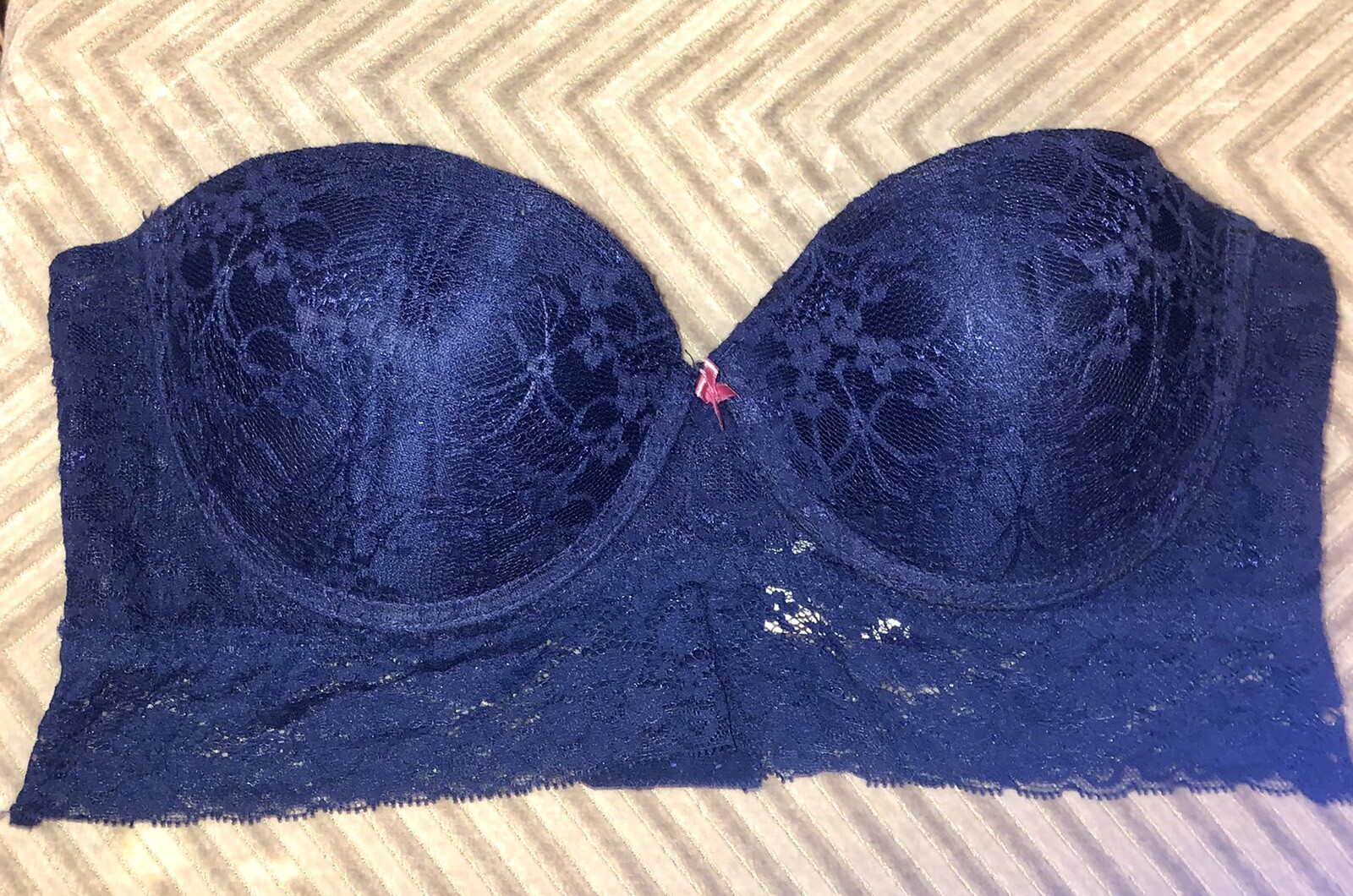 U.S. Polo Assn Intimates 36C Strapless Lace Bra Royal Blue & Floral ...