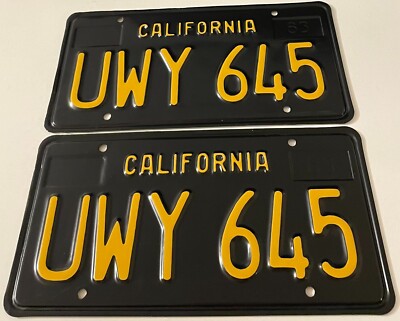 Vintage 1963 Base California License Plate Pair UWY 645 BEAUTIFULLY ...