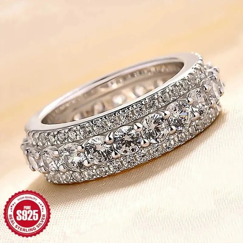 Beautiful S925 Synthetic Cubic Zirconia Eternity Ring For Ladies and ...
