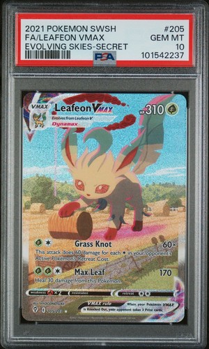 PSA 10 Leafeon VMAX Pokemon Evolving Skies Secret Rare Full Alt Art ...