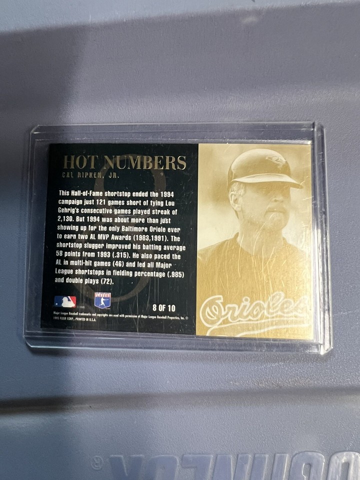 Cal Ripken Jr 1995 FLEER Flair Hot Numbers #8 BALTIMORE Orioles - HOF ...