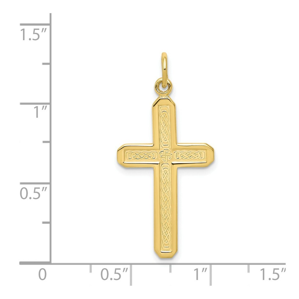 10k Yellow Gold Solid & Textured Medium Designer Cross Charm | eBay
