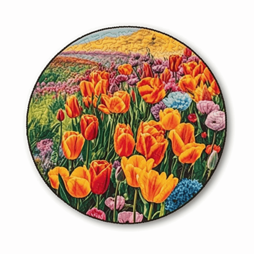 Field of Tulips Patch Iron-on Applique - Flowers Badge Floral Nature ...