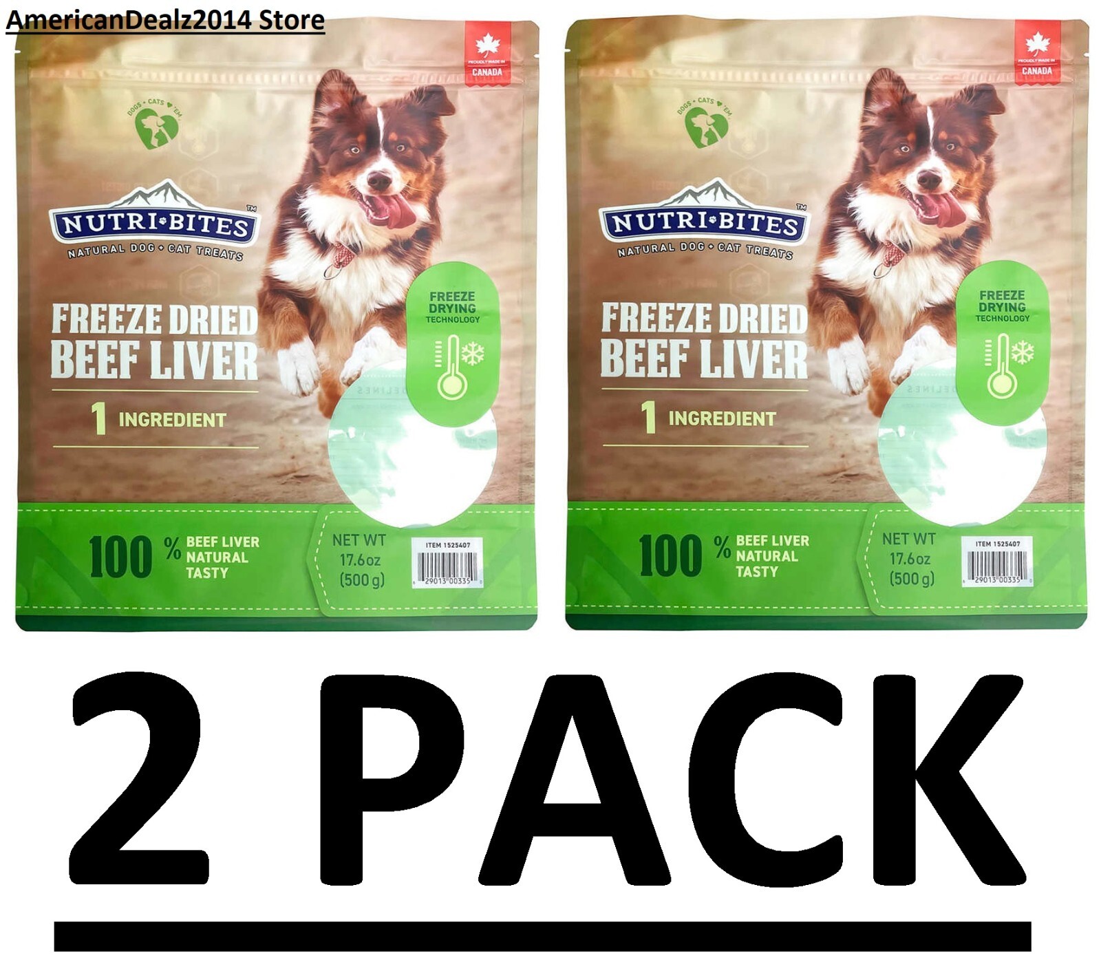 2 PACK - Canature Nutribites Freeze Dried Beef Liver Dog & Cat Pet ...