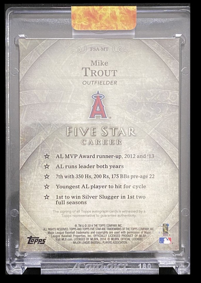 2014 Topps Five Star Mike Trout Auto 25/25 Los Angeles Angels #FSA-MT ...