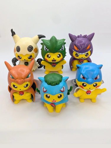 Pikachu Cosplay Figures - Set of 6 Pokemon Pikachu Cosplay Figurines ...