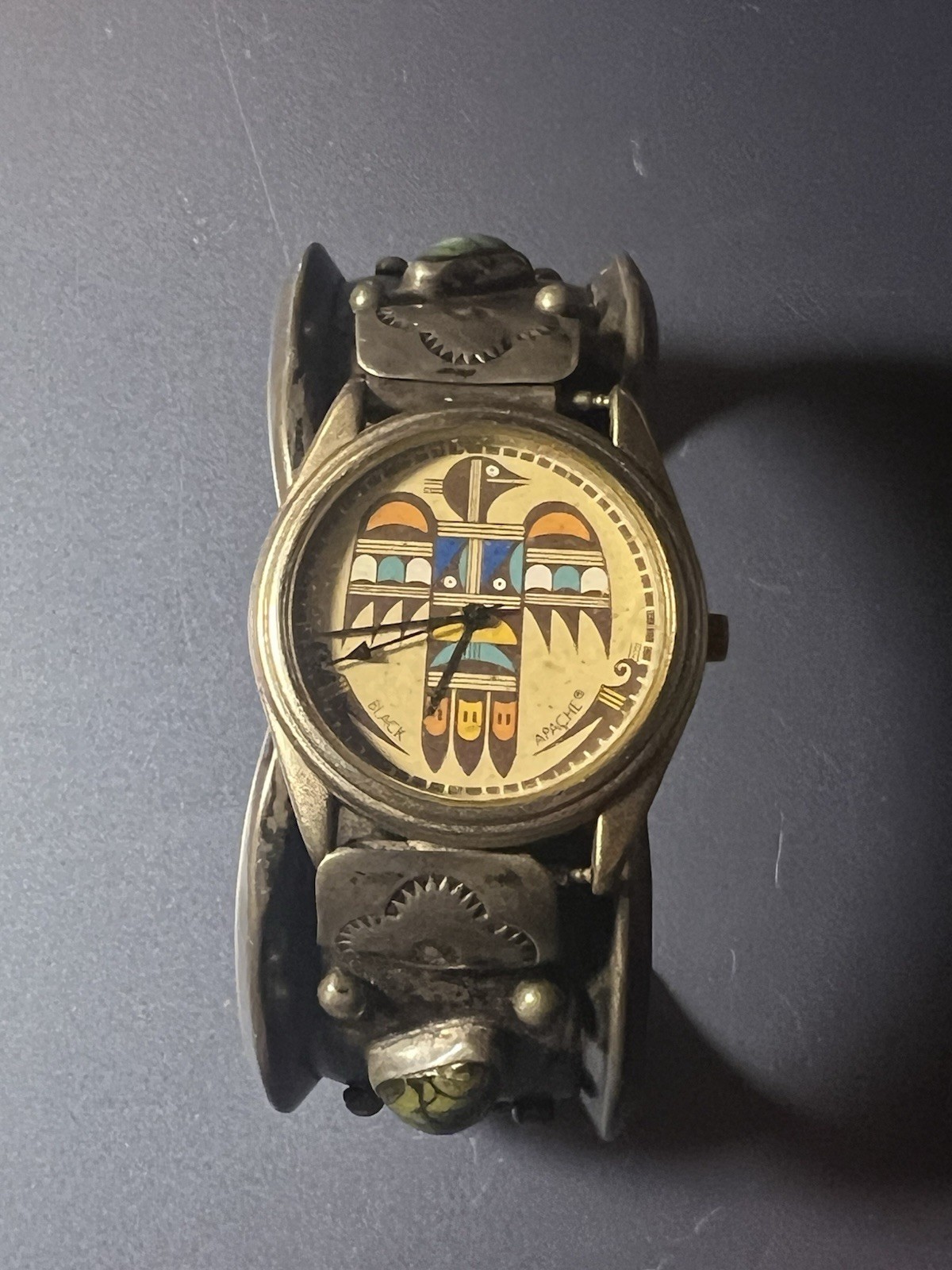 Apache Nation Silver Watch Signed J Tully Antique ‘Bl… - Gem