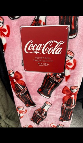 Coca-Cola Holiday Pink velvet Throw Blanket With Bows 60x70 | eBay