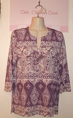 CATHY ESSENTIALS Tunic Top Blouse Lavender & White Sz S * XLNT+++ | eBay