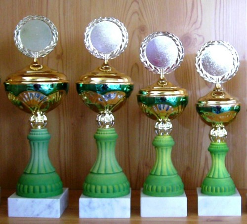 4er Serie Pokale mit Emblem + Gravur 32/30/27,5/26cm #1390 (Wanderpokal ...