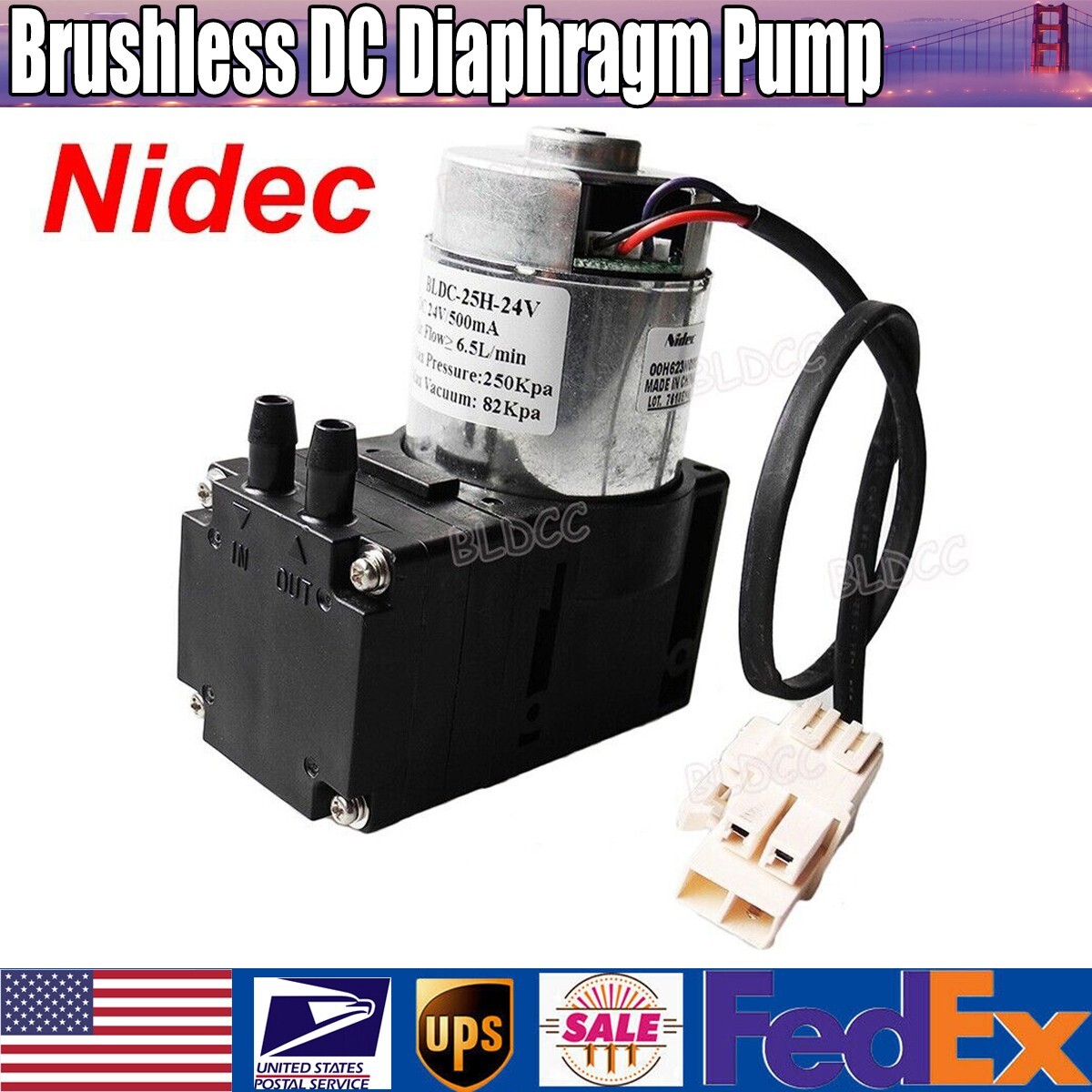 NIDEC 12V/24V Brushless Vacuum Diaphragm Pump Aquarium Air Pump DIY ...