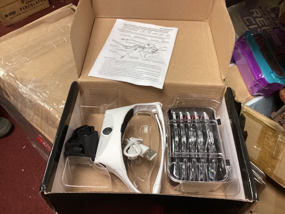 Rechargeable LED Eyeglasses Interchangeable Magnifier 5 Levels ...