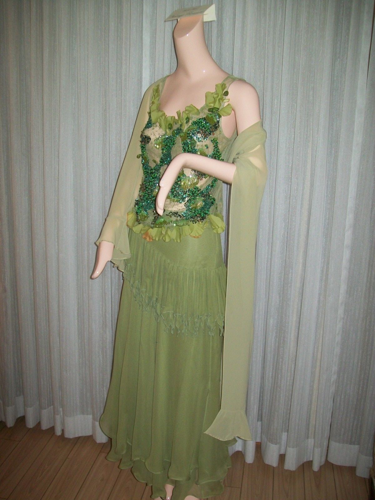 Musani Couture Italian 3 Piece Green Silk Beaded Suit… - Gem