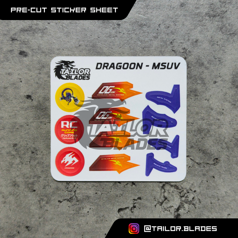 Pre-Cut Beyblade Stickers HMS MS G V2 V S F Dragoon Dranzer Driger ...