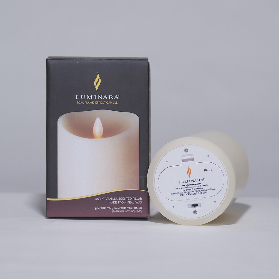 Luminara LED Flameless Pillar Scented Candle with Moving Wick & Remote Wax Ivory | eBay