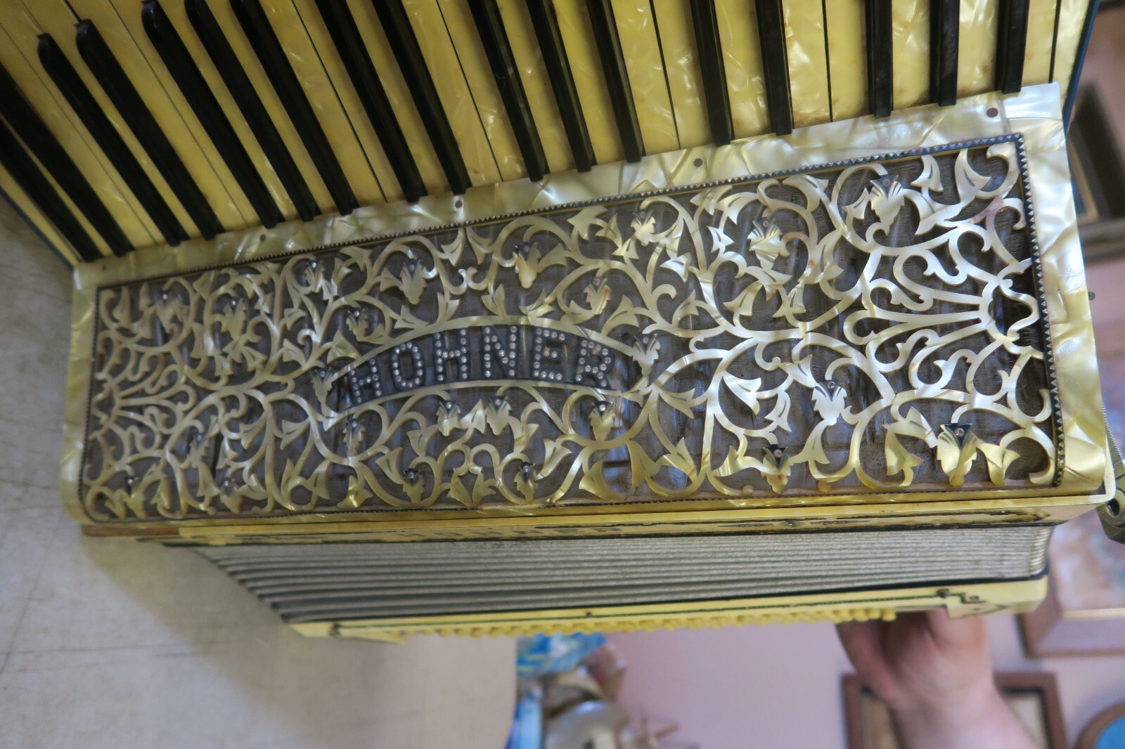 Old 1931 Hohner Accordion Piano Germany # 85280 + Case Mother Of Pearl ...