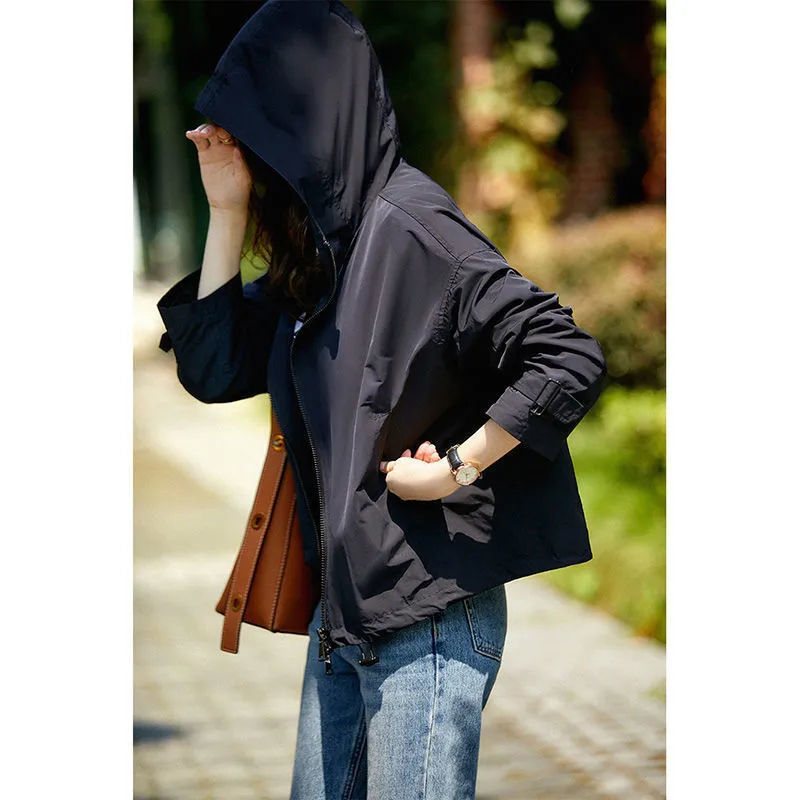 Women's Fashion Trend Windbreaker Jacket Simple Casual Loose Short ...