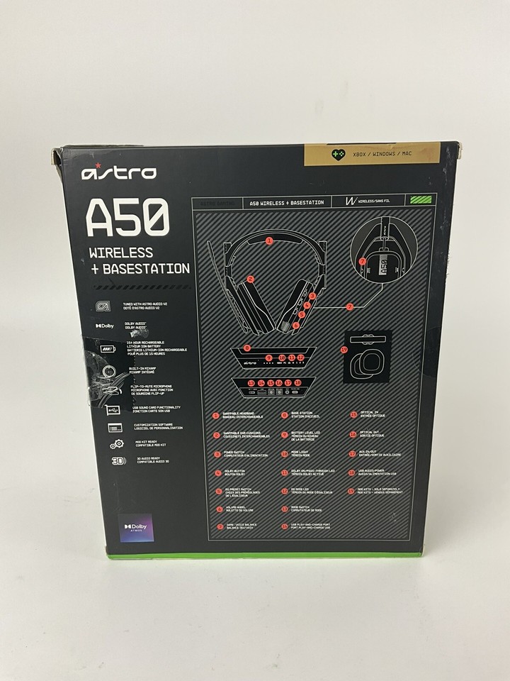 FOR PARTS ONLY Astro Gaming A50 Wireless Headset + Base Station XBOX PC ...