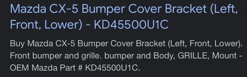 MAZDA OEM 13-16 CX-5 Front Bumper Grille Grill-Side Retainer Left ...