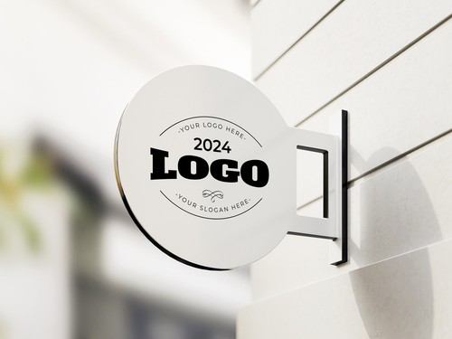 Custom White Round Personalized Logo Blade Sign Indoor Outdoor Boutique ...