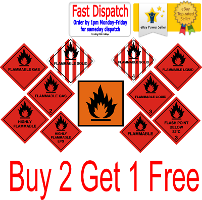Hazard Warning Stickers Highly Flammable Gas Solid Liquid LPG Sign ...
